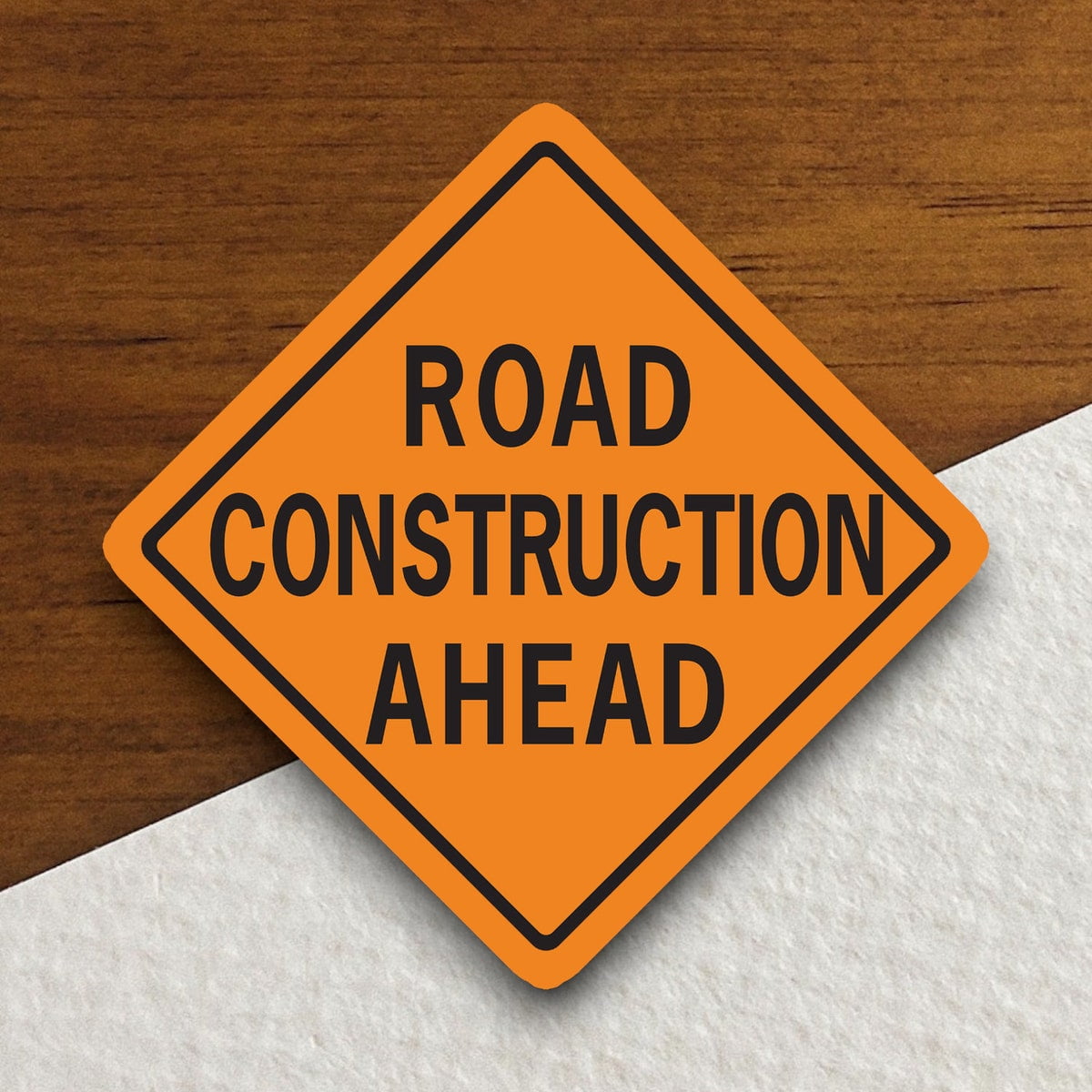 Stickly Road Construction Ahead Road Sign Stickers, Traffic Sticker ...