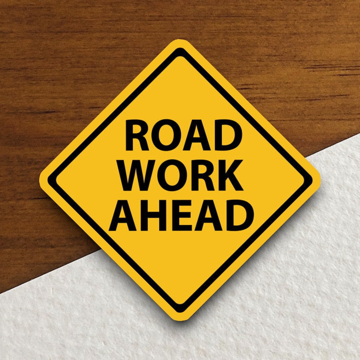 Stickly Road Work Ahead Road Sign Stickers, Traffic Sticker, Road Sign ...