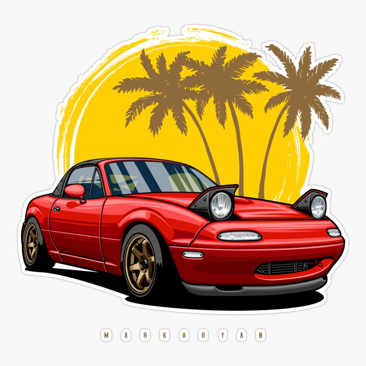 Stickly Roadster Mx5 Miata (Red) Sticker, Phone Decal Water Bottle ...