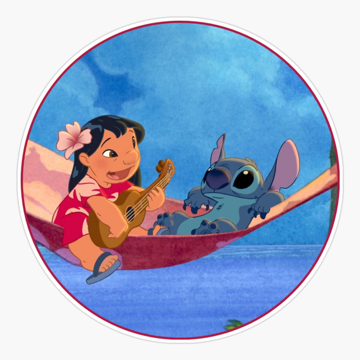 Stickly Round Lilo And Cute Face Star Sticker, Phone Decal Water Bottle ...