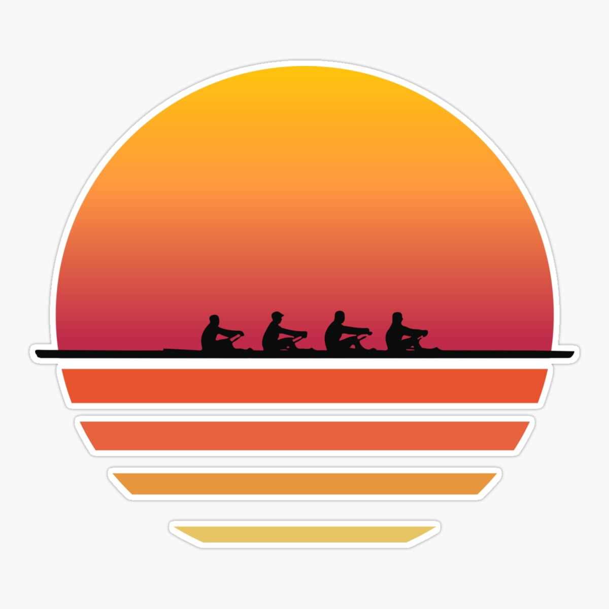 Stickly Rowing Team Sunset Lake Art | Cute Crew Sport Art Gift Sticker ...