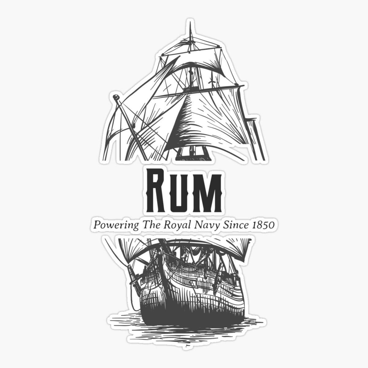 Stickly Rum Powering The Navy Since 1850 Sticker, Phone Decal Water ...
