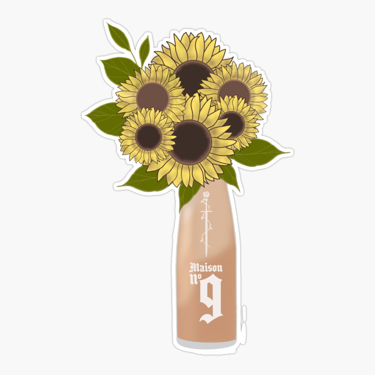 Stickly ’S Rosè Maison 9 And Sunflowers Sticker, Phone Decal Water ...