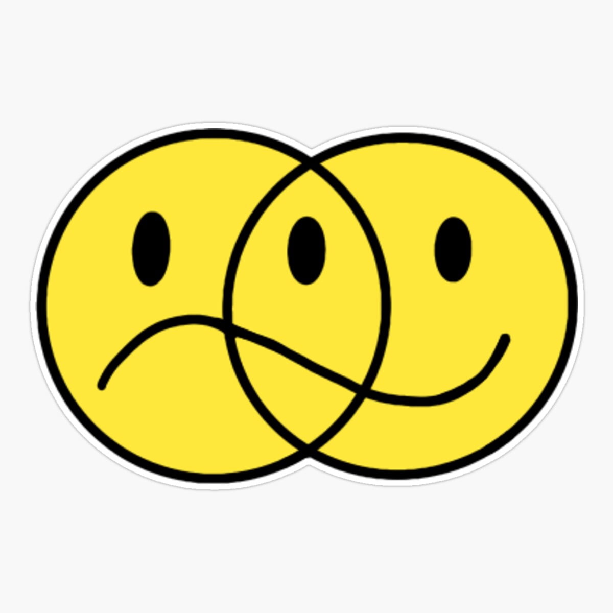 Stickly Sad/Happy Face Sticker, Phone Decal Water Bottle Stickers Car ...