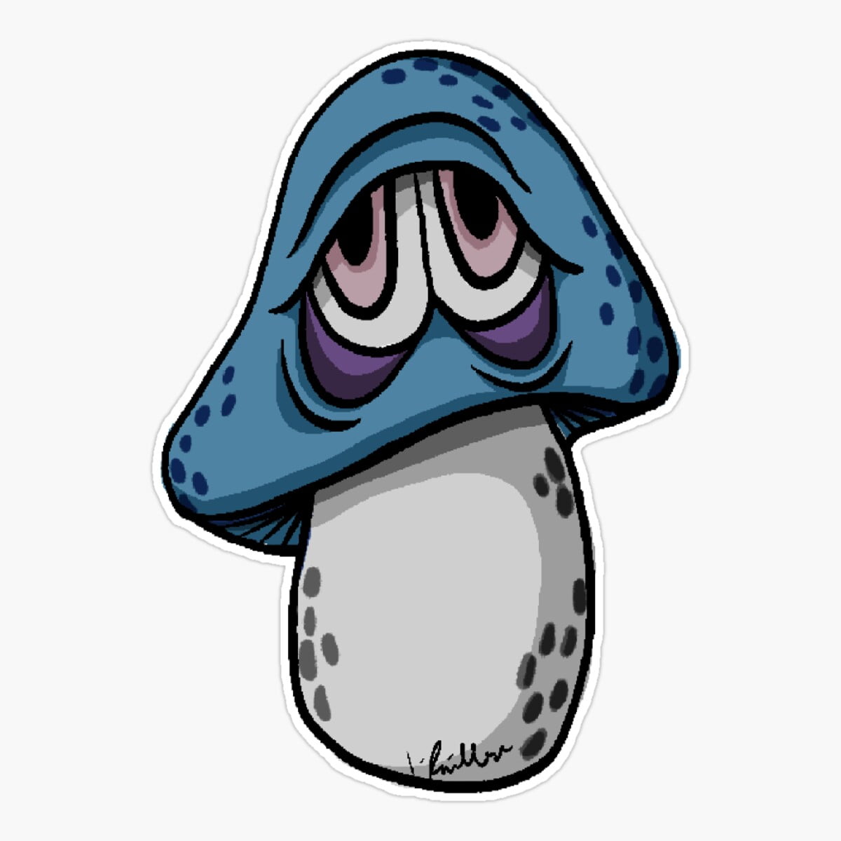 Stickly Sad Mushroom Sticker Sticker, Phone Decal Water Bottle Stickers ...