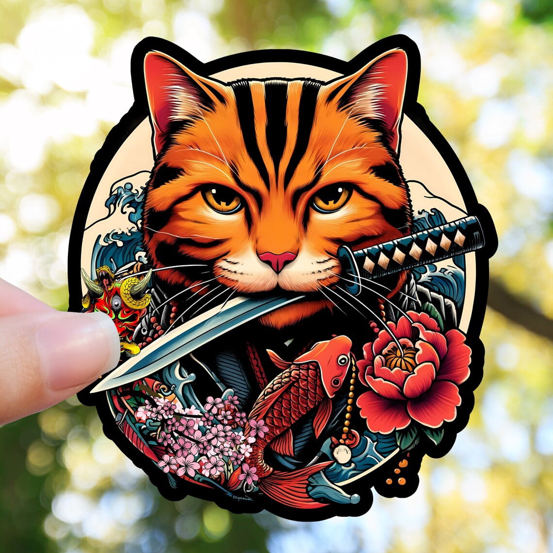 Stickly Samurai Cat er Orange Cat Flowers Roses Koi er Tiger Cat Laptop ...