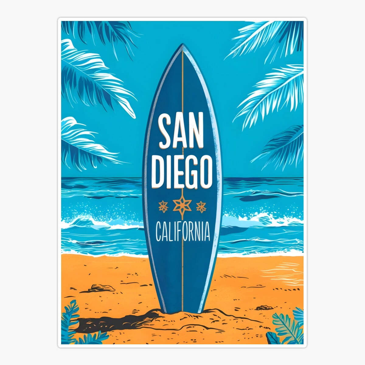 Stickly San Diego California Usa Surfing Surfboard Logo Sticker, Phone ...