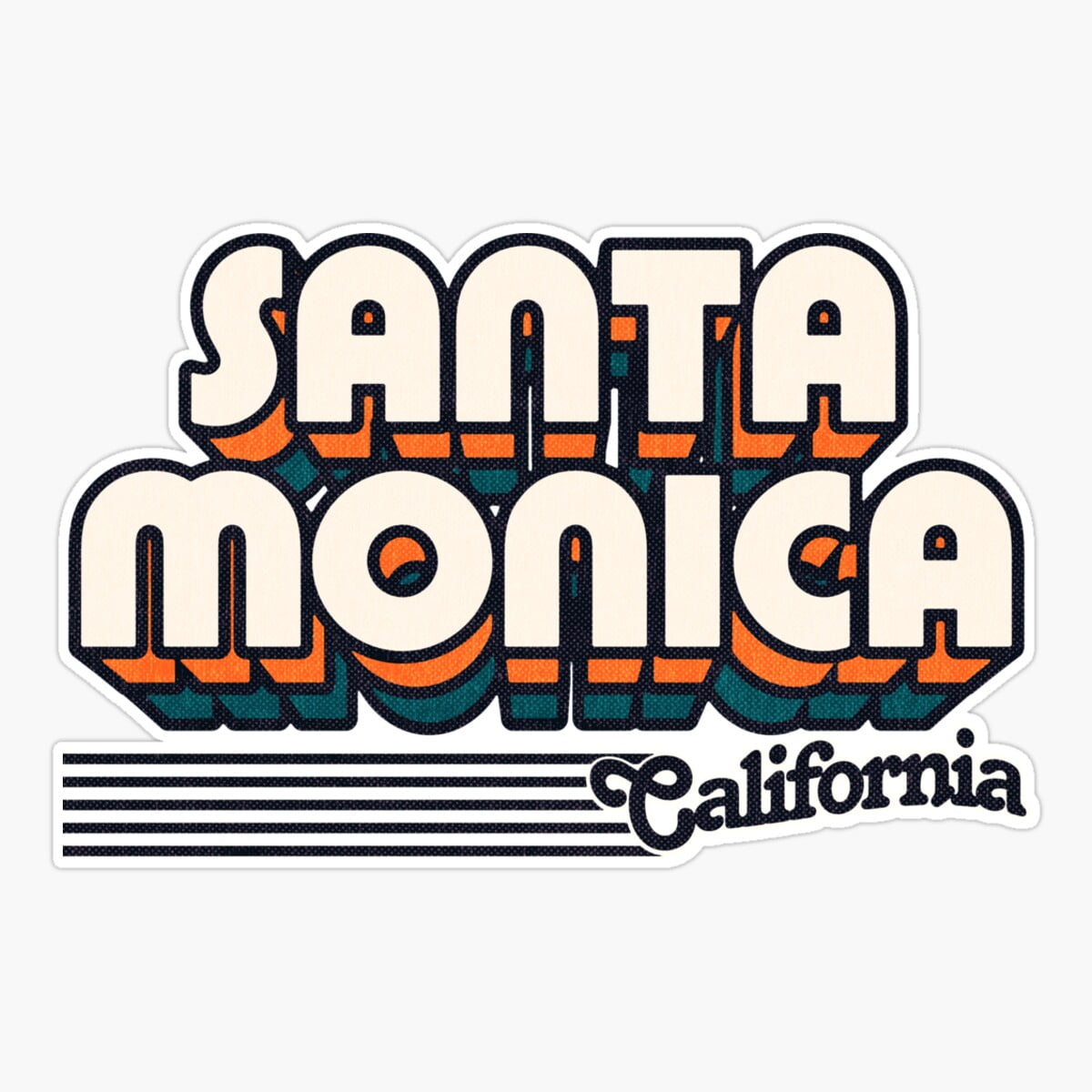 Stickly Santa Monica California | Retro Stripes Sticker, Phone Decal ...