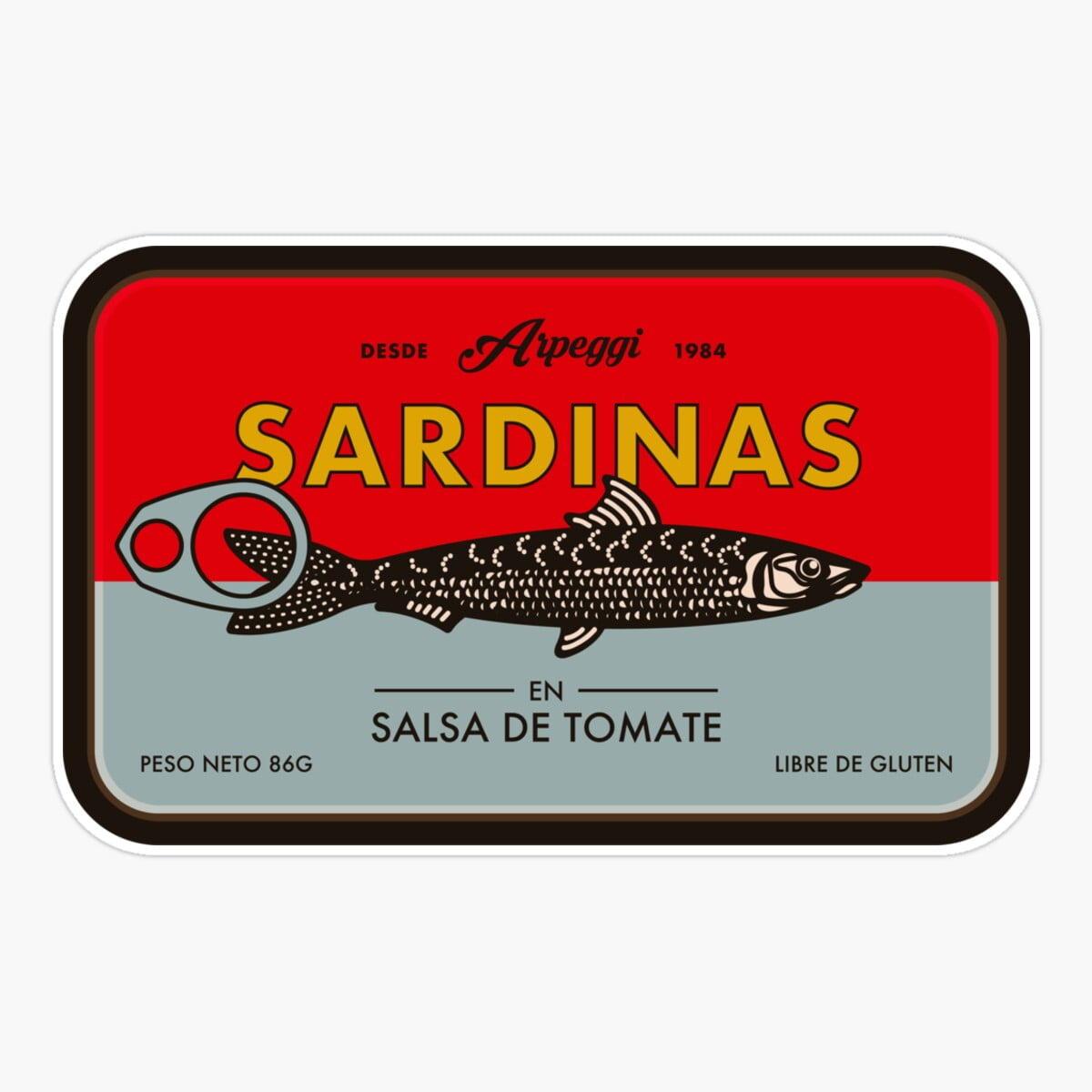 Stickly Sardines Box En Salsa De Tomate Sticker, Phone Decal Water ...