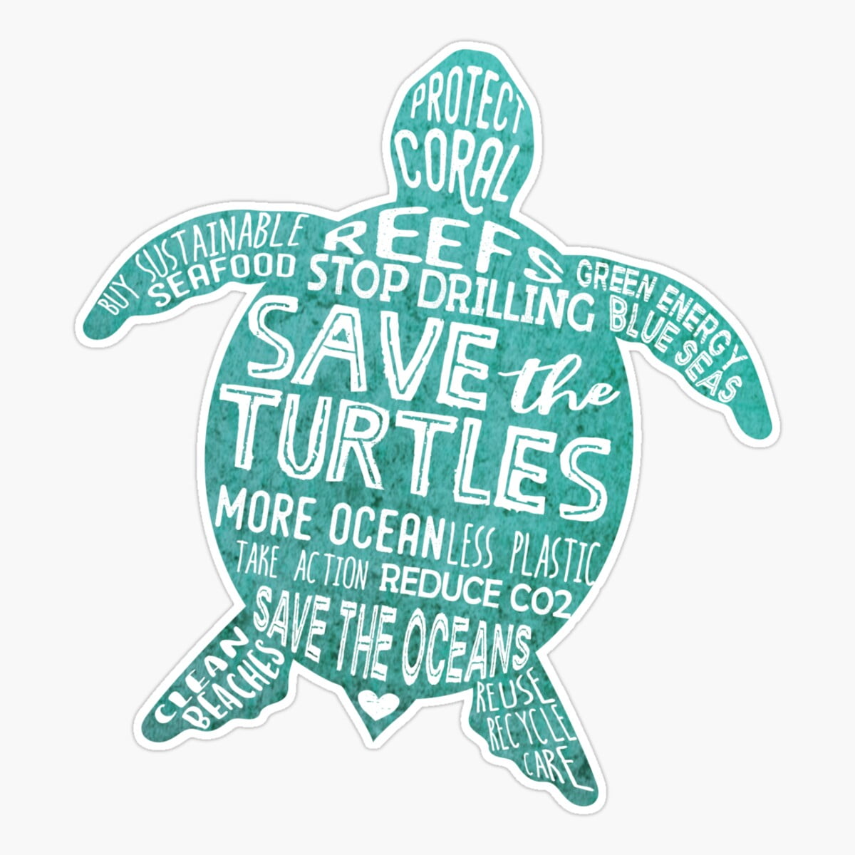 Stickly Save The Turtles - Silhouette Words Sticker, Phone Decal Water ...