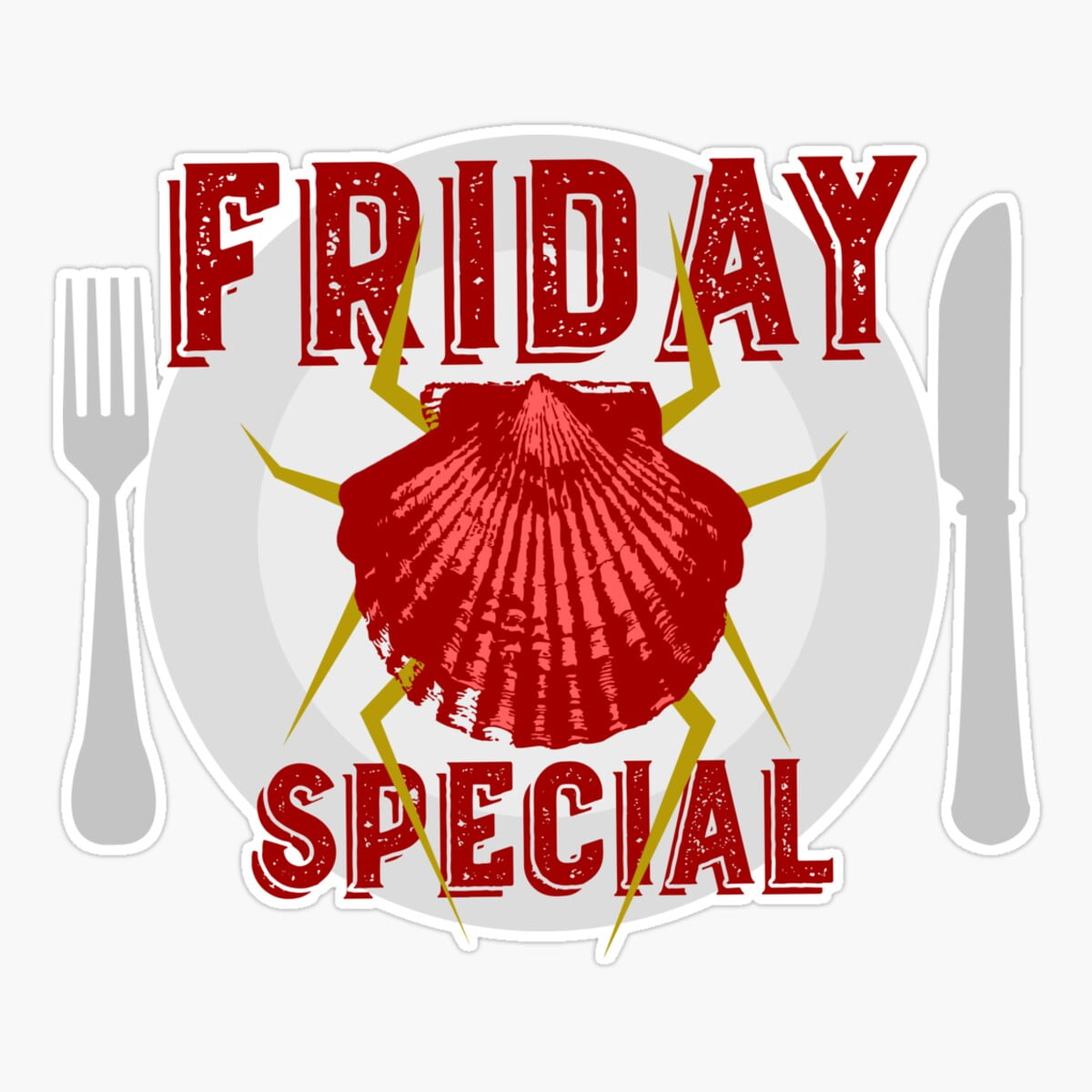 Stickly Scary Friday Red Clam Special Sticker, Phone Decal Water Bottle ...