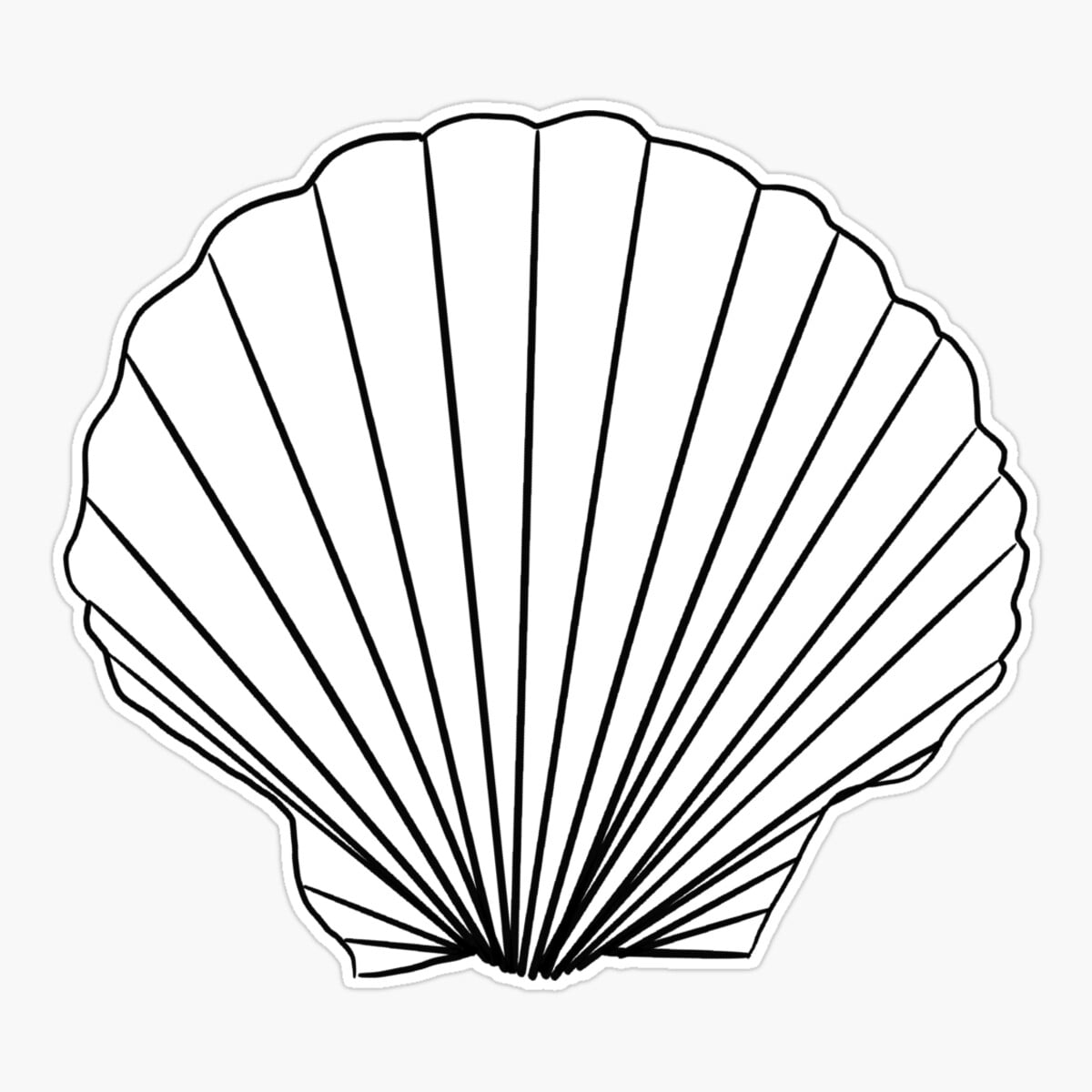 Stickly Seashell Sketch Shell Nautical Art Beach Outline Sticker, Phone ...