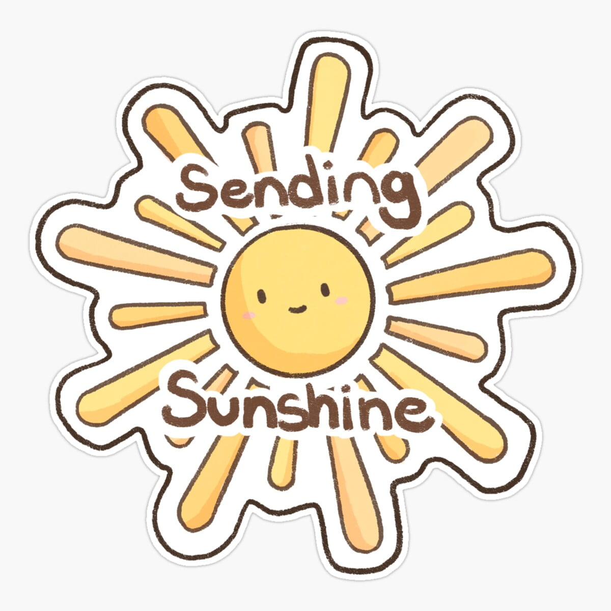 Stickly Sending Sunshine Rays Sticker Sticker, Phone Decal Water Bottle ...