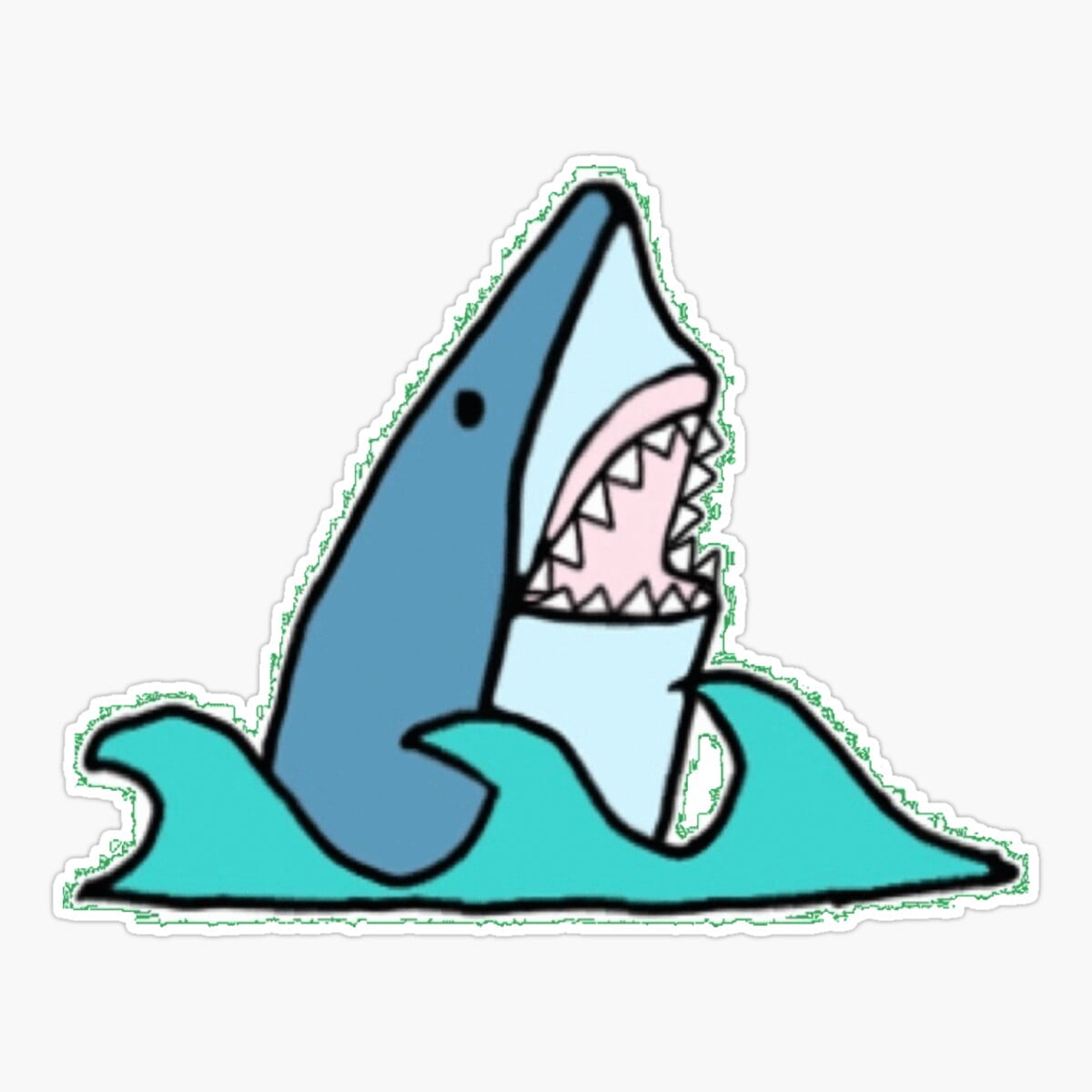 Stickly Shark In Water Sticker Sticker, Phone Decal Water Bottle ...