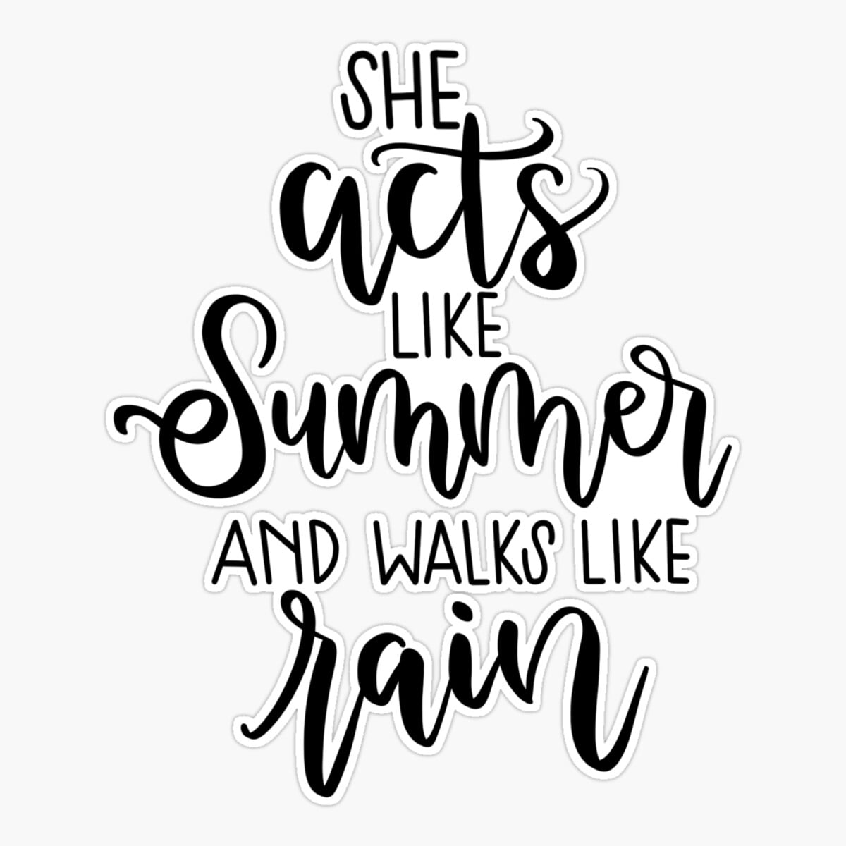 Stickly She Acts Like Summer & Walks Like Rain- Drops Ojupiter Sticker ...