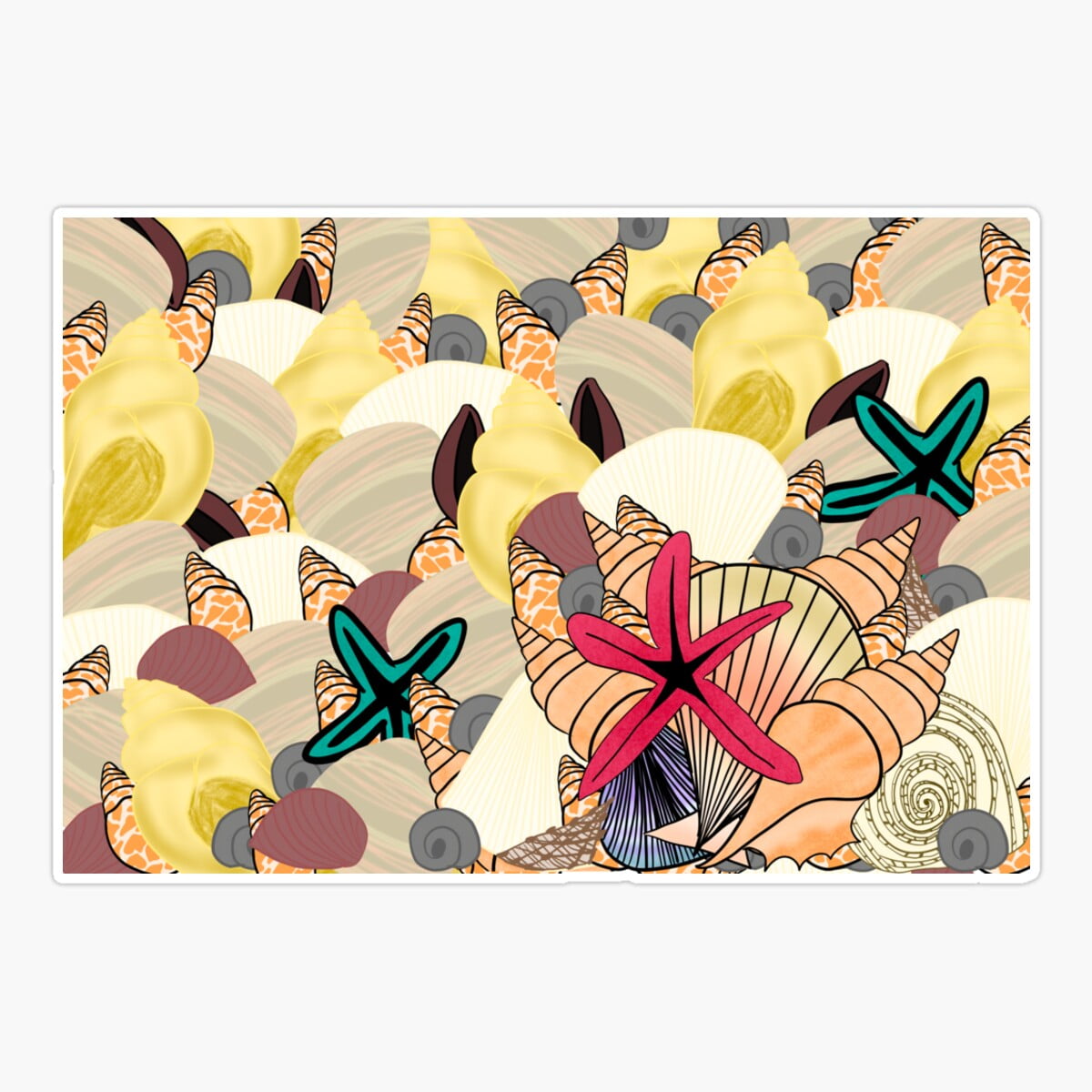 Stickly She Sells Seashells And Starfish Sticker, Phone Decal Water ...