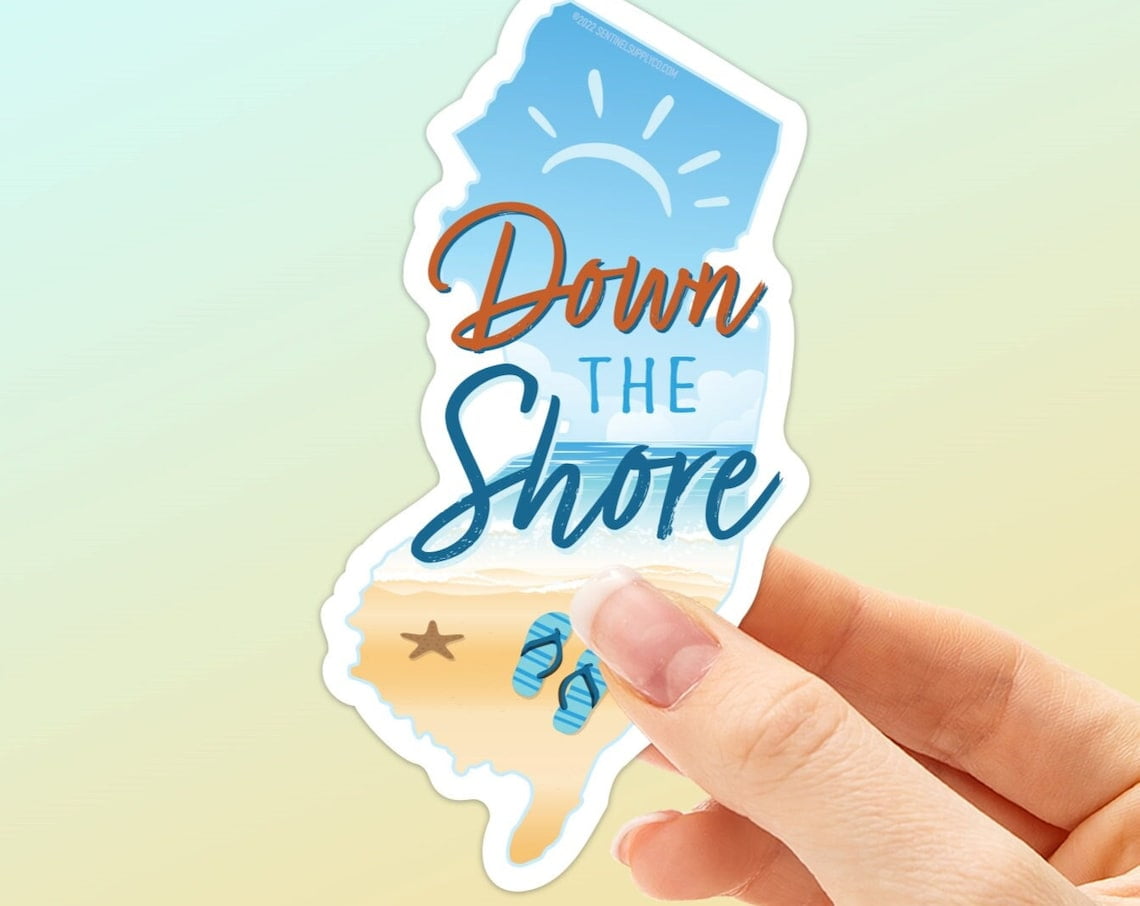 Stickly Down The Shore Er For Car, Cute Jersey Shore Ers For Hydroflask ...