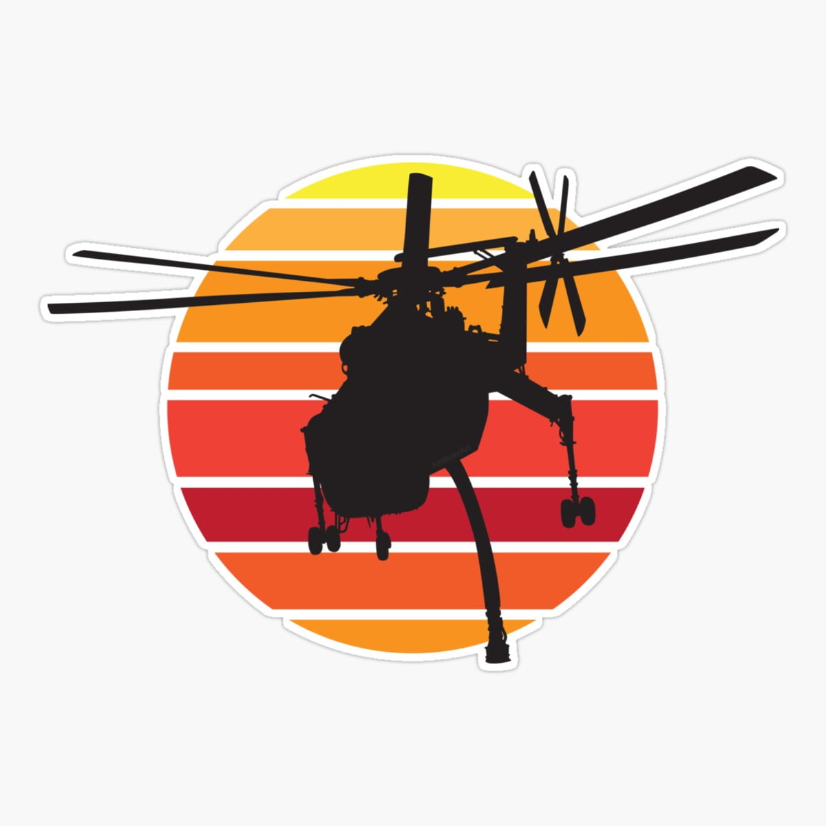 Stickly Sikorsky S-64Skycrane Helicopter : Sticker, Phone Decal Water ...