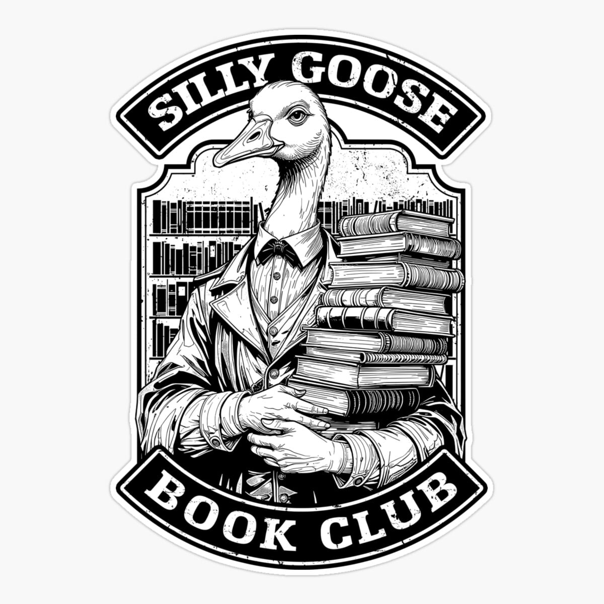 Stickly Silly Goose Book Club Funny Librarian Vintage Books Reader ...
