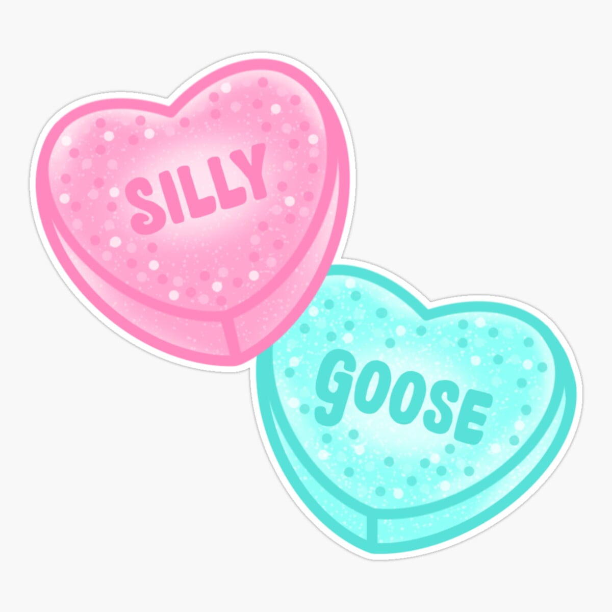 Stickly Silly Goose Candy Hearts Sticker, Phone Decal Water Bottle ...