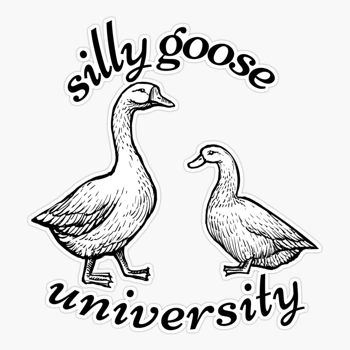 Stickly Silly Goose University Classic T-Shirt Sticker, Phone Decal ...