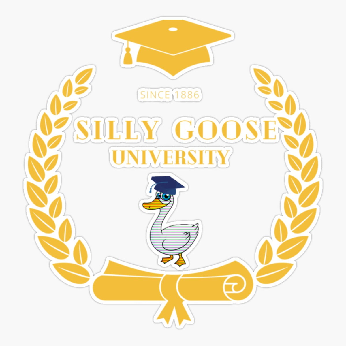 Stickly Silly Goose University - Funny Goose Graduating Sticker, Phone ...