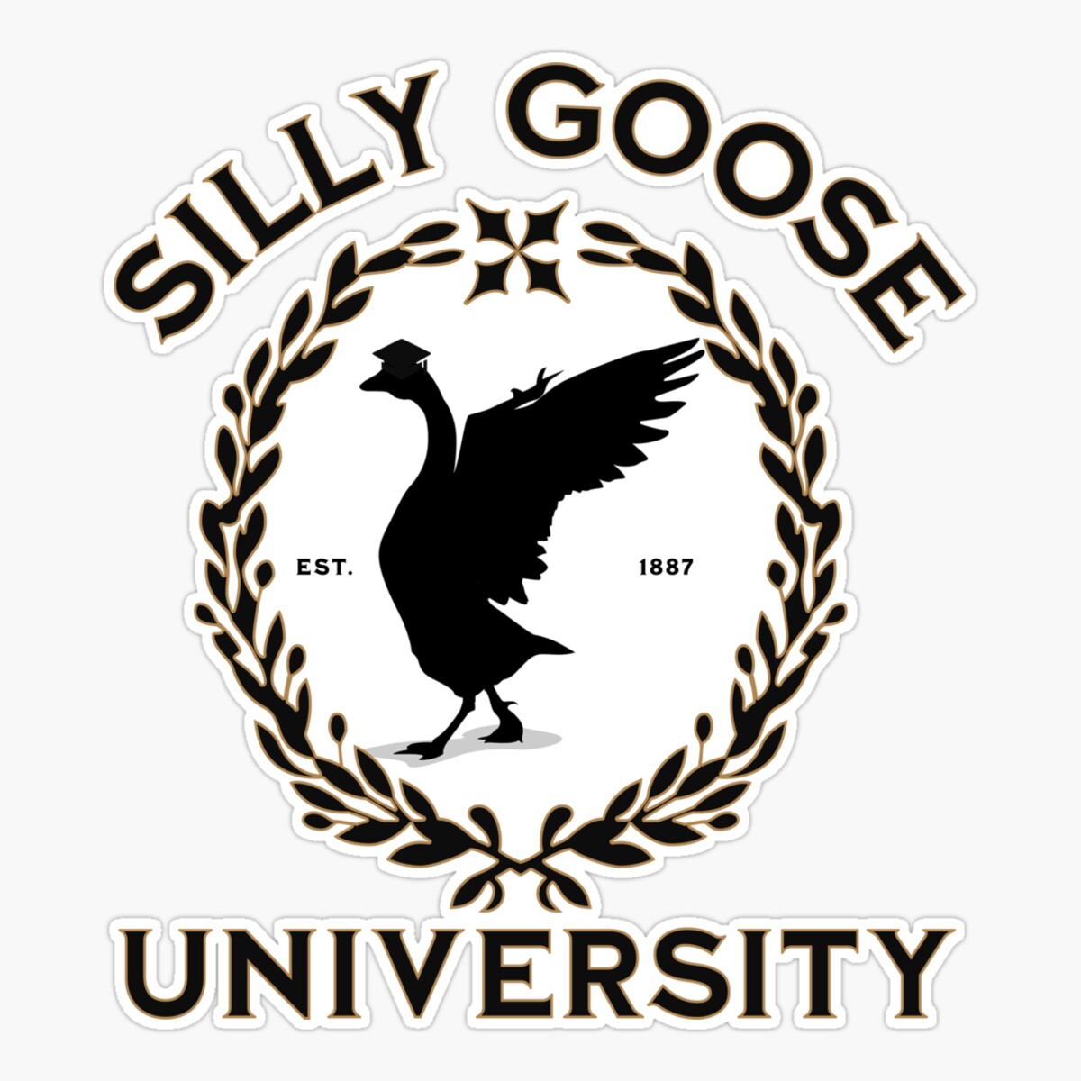 Stickly Silly Goose University | Funny University Insignia | College ...