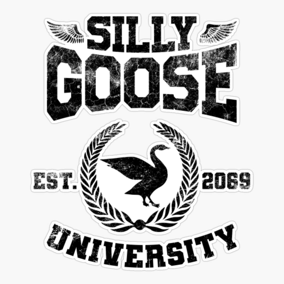 Stickly Silly Goose University - Vintage Black Text2 Sticker, Phone ...