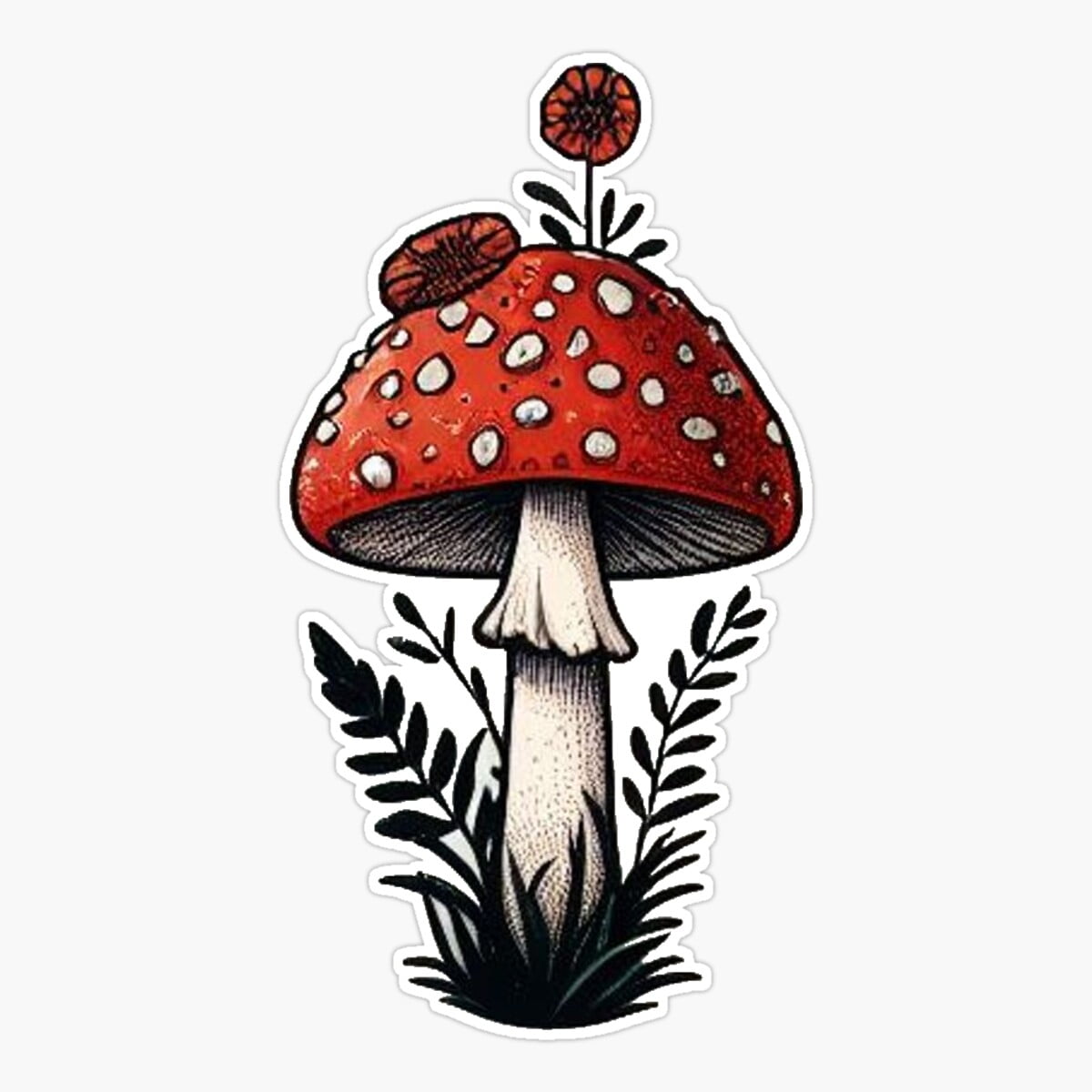 Stickly Simple Fly Agaric Sticker Sticker, Phone Decal Water Bottle ...