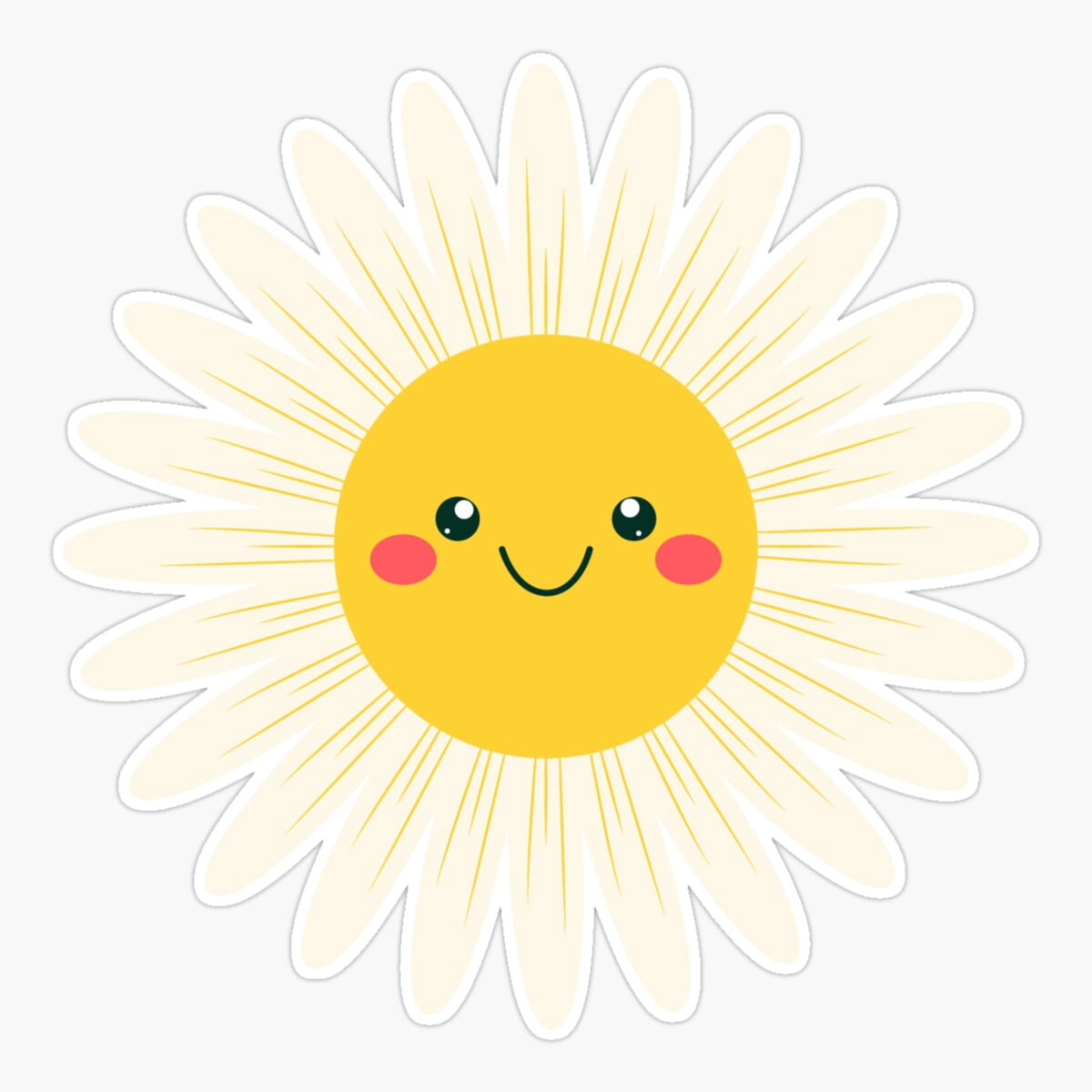 Stickly Smiling Daisy Sticker, Phone Decal Water Bottle Stickers Car ...