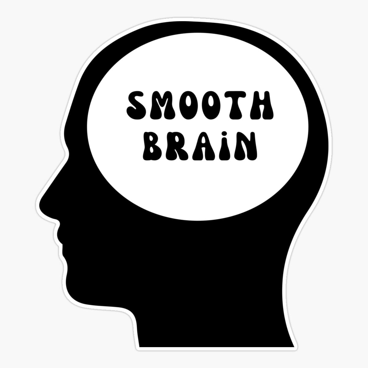 Stickly Smooth Brain - Black Sticker, Phone Decal Water Bottle Stickers ...