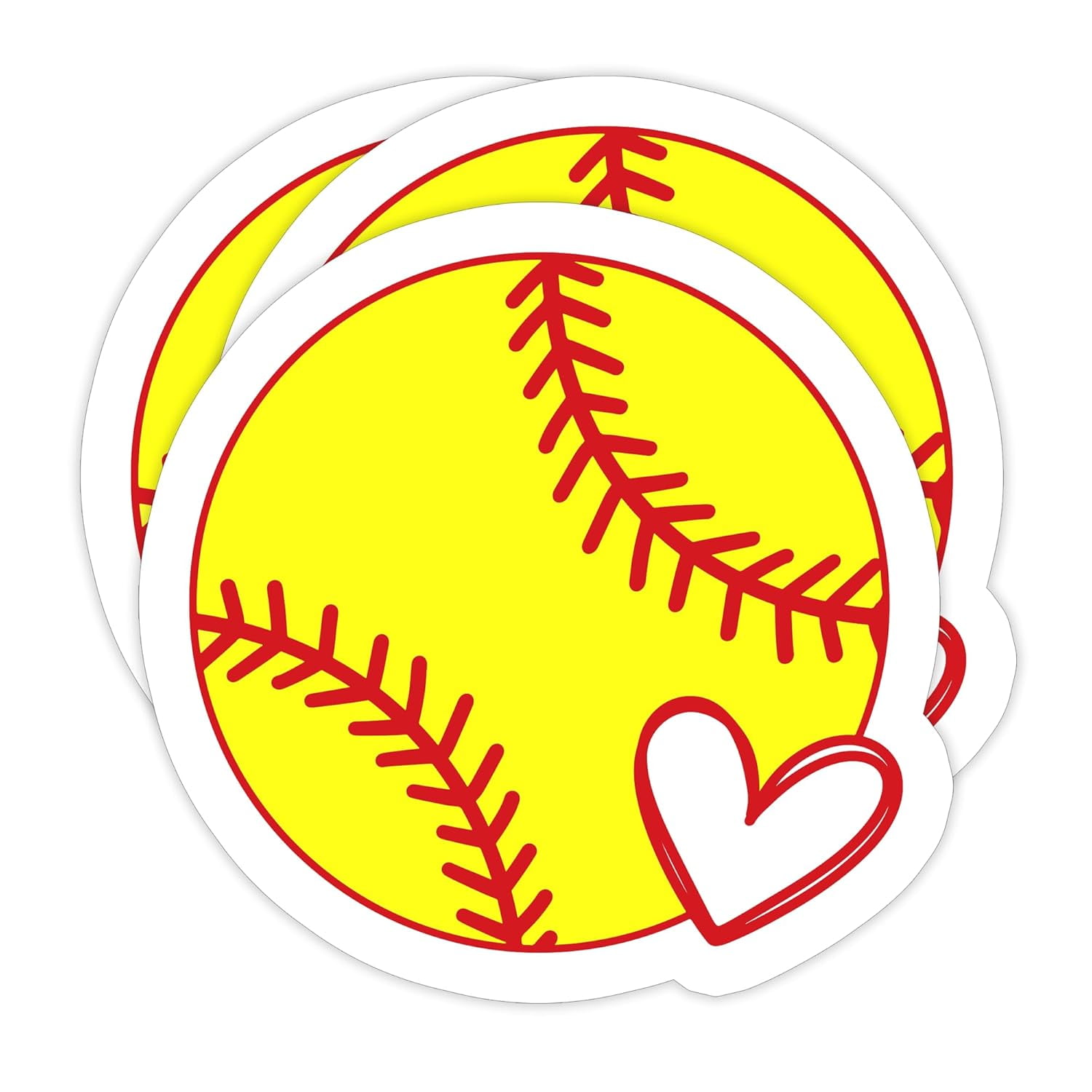 Stickly Softball With Heart Sticker Softball Stickers Decals, Sport ...