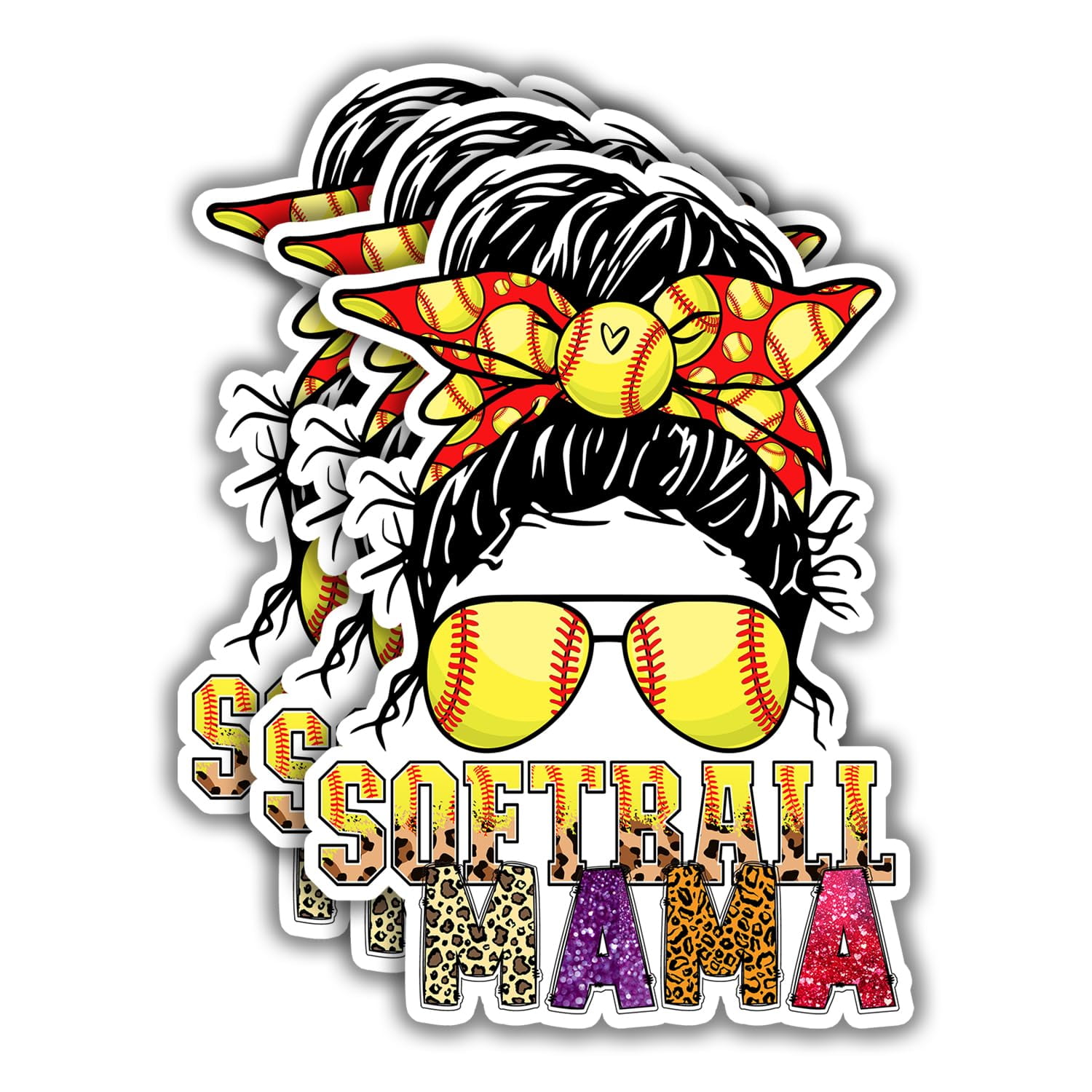 Stickly Softball Mama Sticker for Tumbler Water Bottle Laptop Phone ...