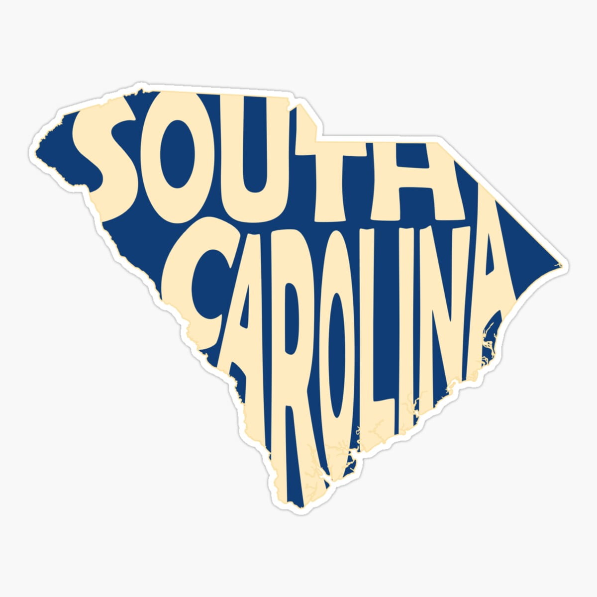 Stickly South Carolina State Word Art Sticker, Phone Decal Water Bottle ...