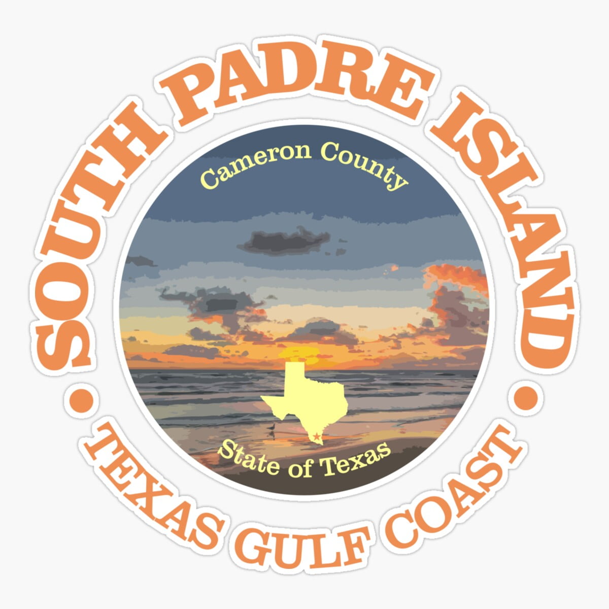 Stickly South Padre Island (B) Sticker, Phone Decal Water Bottle ...