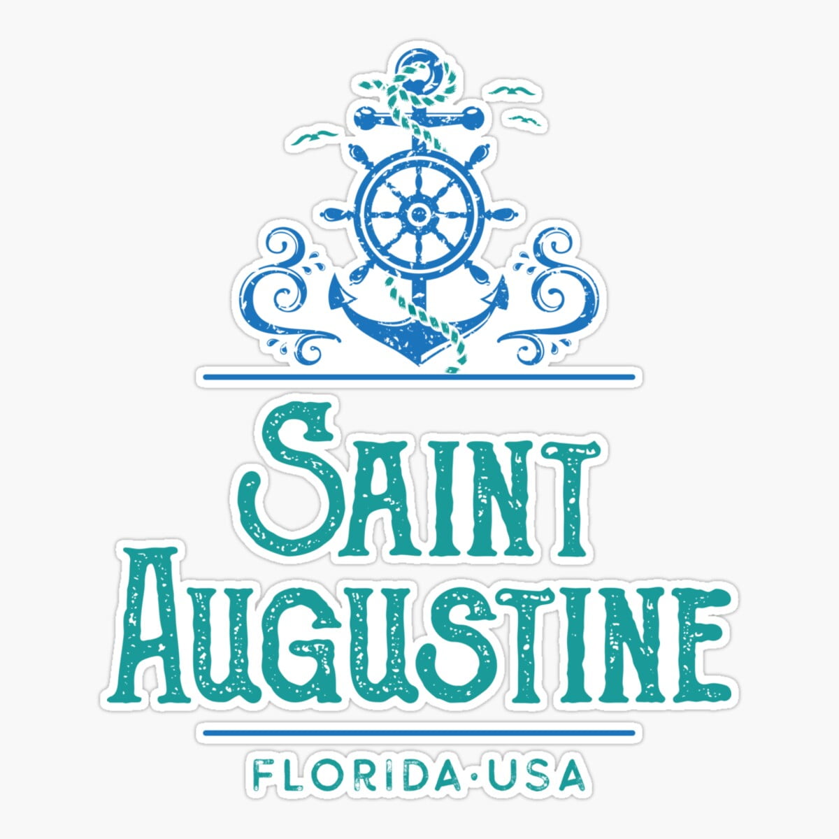 Stickly St. Augustine Florida Nautical Design Sticker, Phone Decal ...