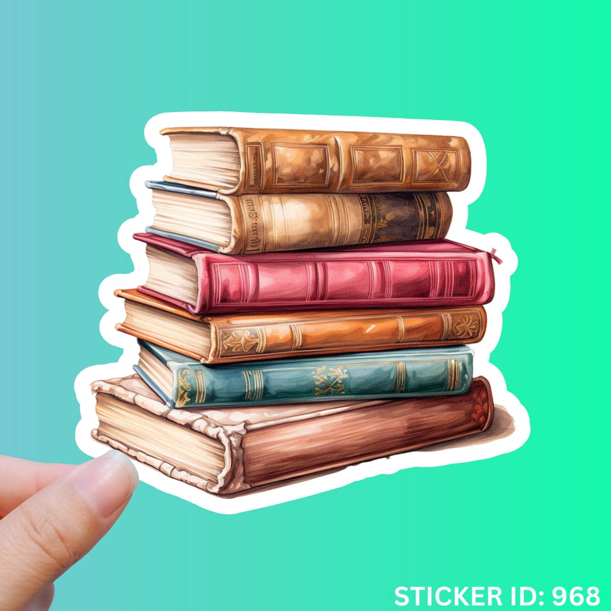 Stickly Stack Of Books Sticker Antique Books Book Sticker Flower ...