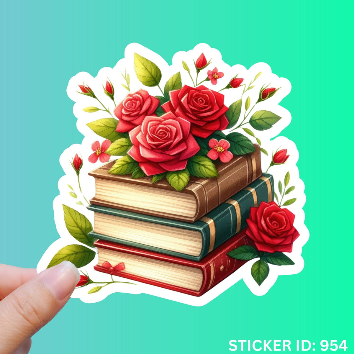 Stickly Stack Of Books Sticker Antique Books Book Sticker Flower ...