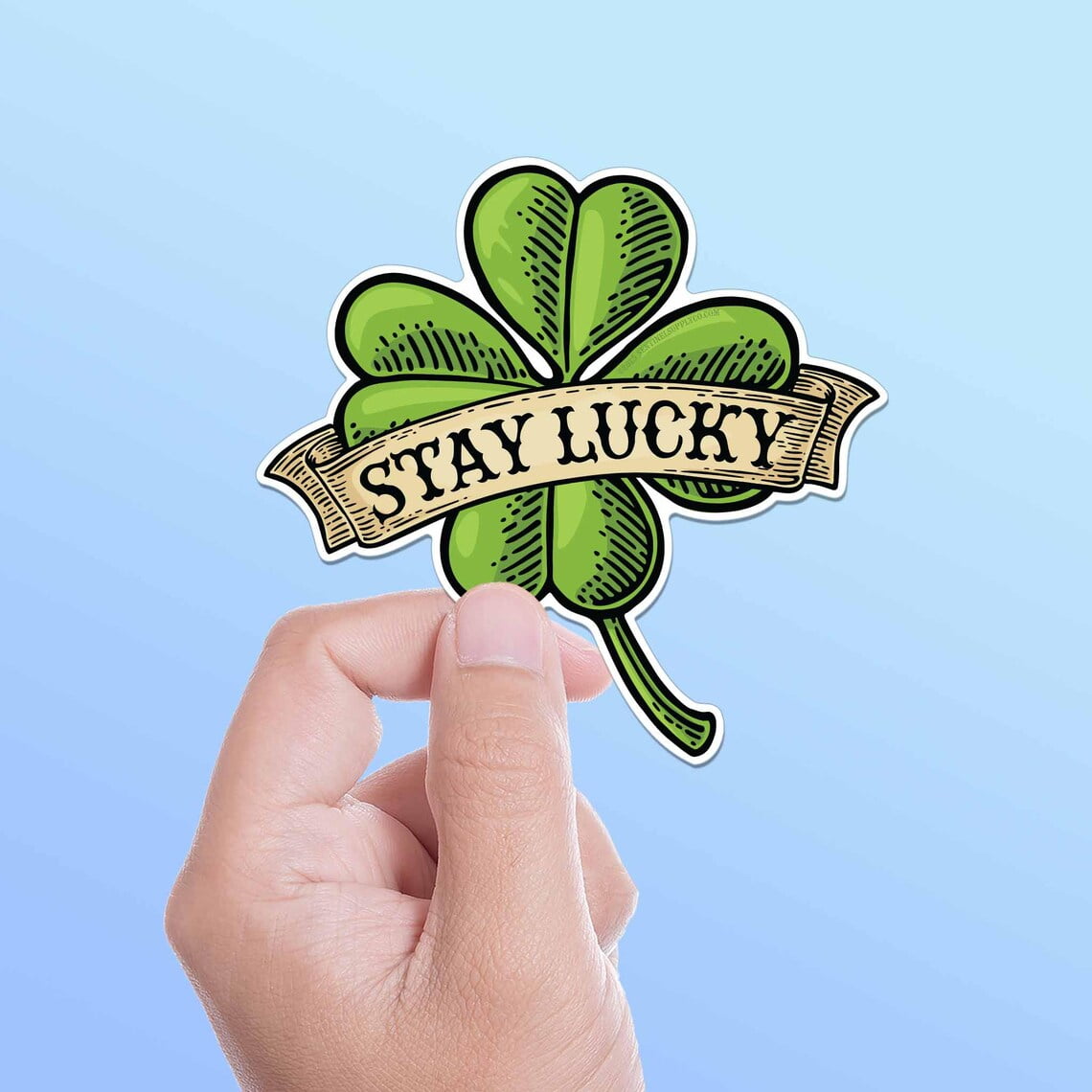 Stickly Stay Lucky 4 Leaf Clover Er For Hydroflask, Flash Tattoo Laptop ...