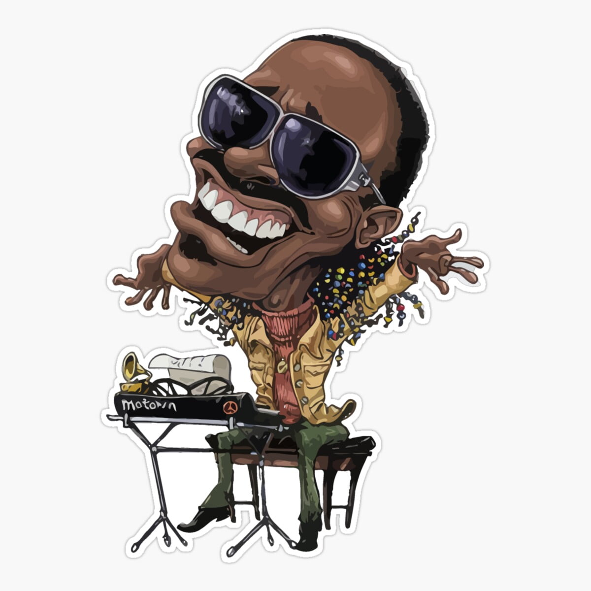 Stickly Stevie Wonder Musician Design Sticker, Phone Decal Water Bottle ...