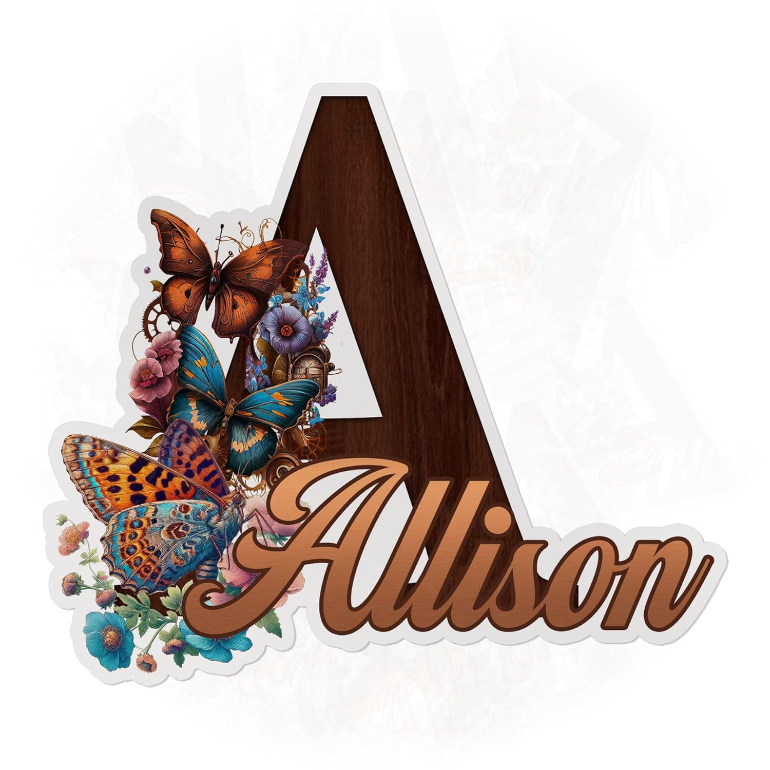 Stickly Sticker Floral Name Sticker Customized Initial, Name with More ...