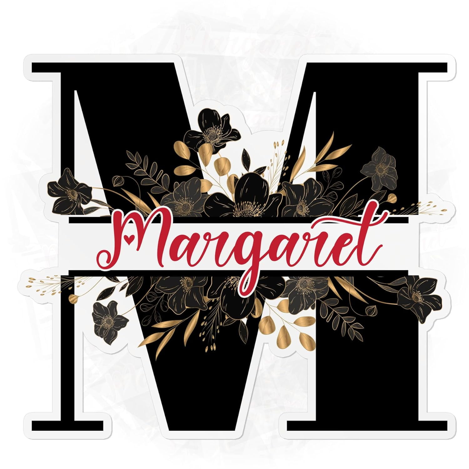 Stickly Sticker Floral Name Sticker Customized Initial Wild Floral ...