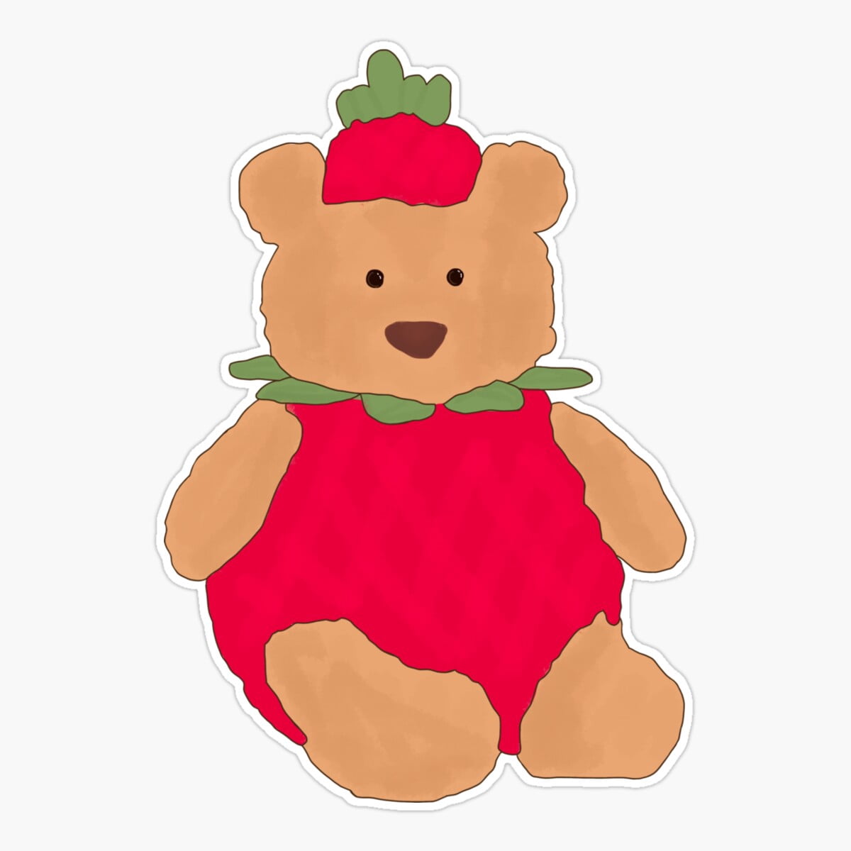 Stickly Strawberry Teddy Bear Sticker, Phone Decal Water Bottle ...