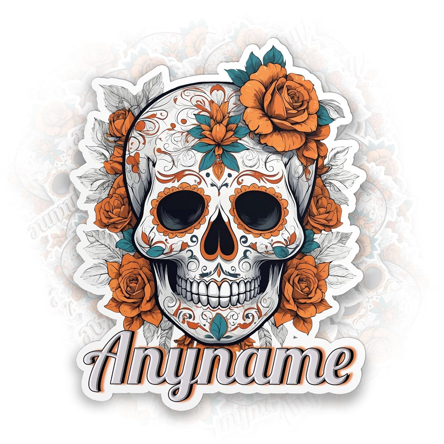 Stickly Sugar Skull Mexico Mexican Name Sticker Sugar Skull Stickers ...