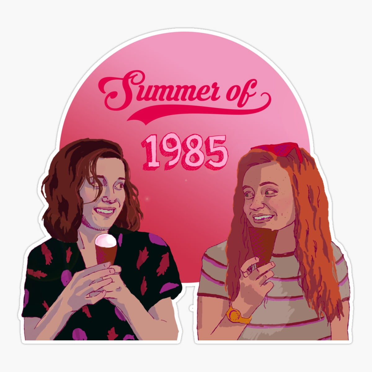 Stickly Summer -El And Max - Stranger Things Sticker, Phone Decal Water ...