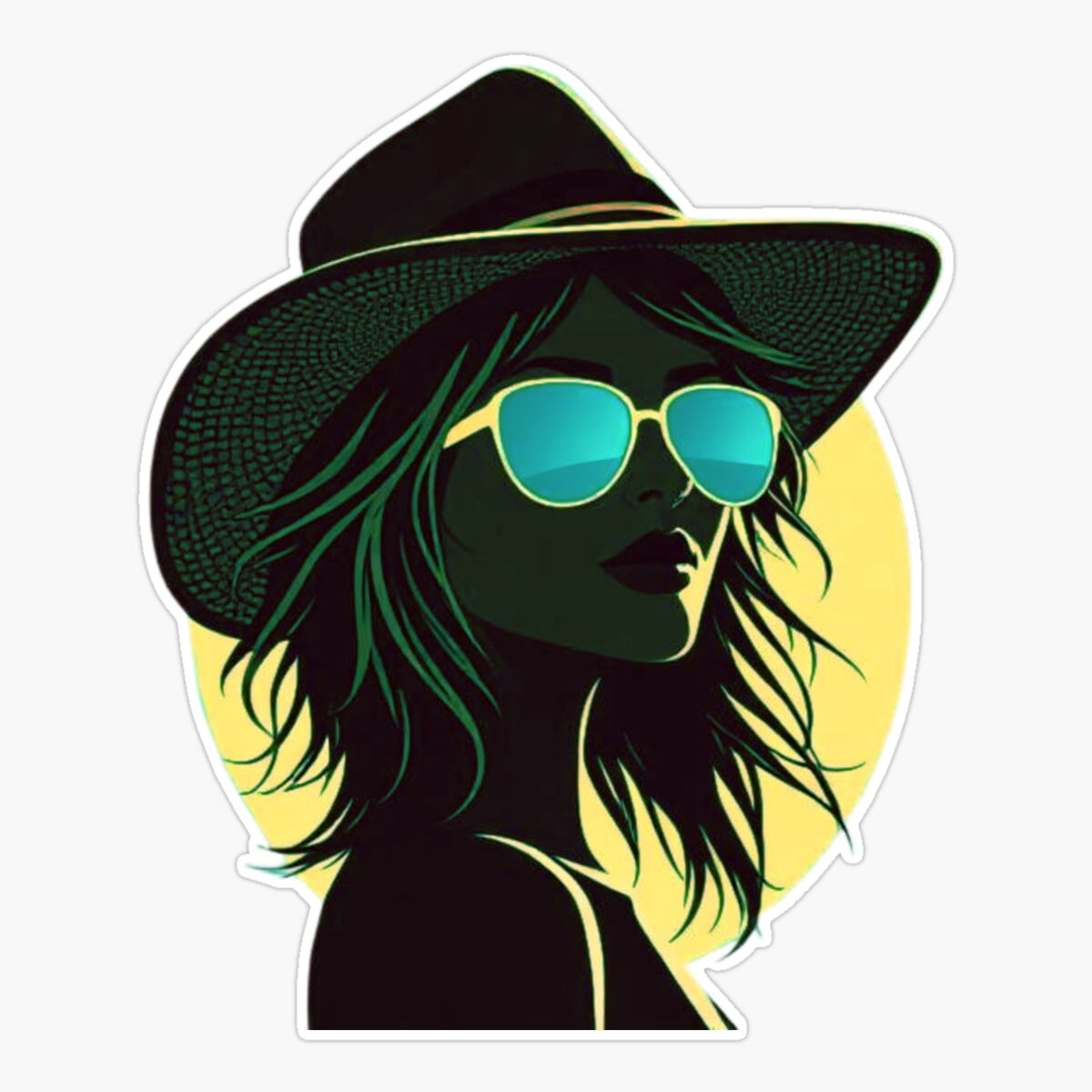 Stickly Summer Memories – Woman’S Silhouette With Hat & Glasses Sticker ...