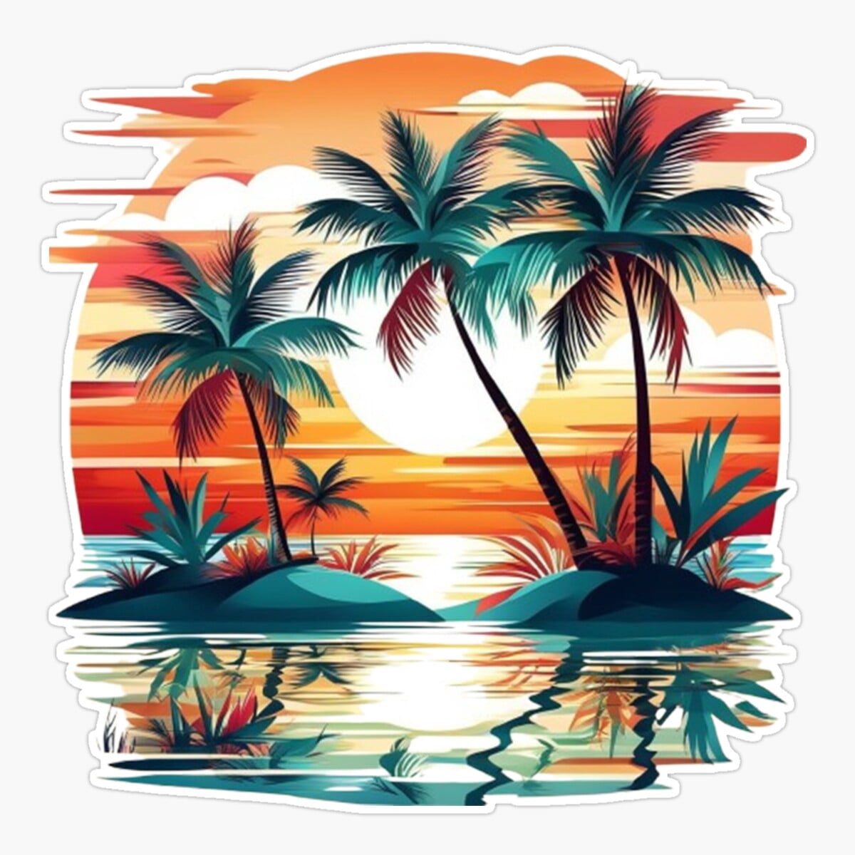 Stickly Summer Vibes... Amazing Palm Trees At Sunset (1) Sticker, Phone ...