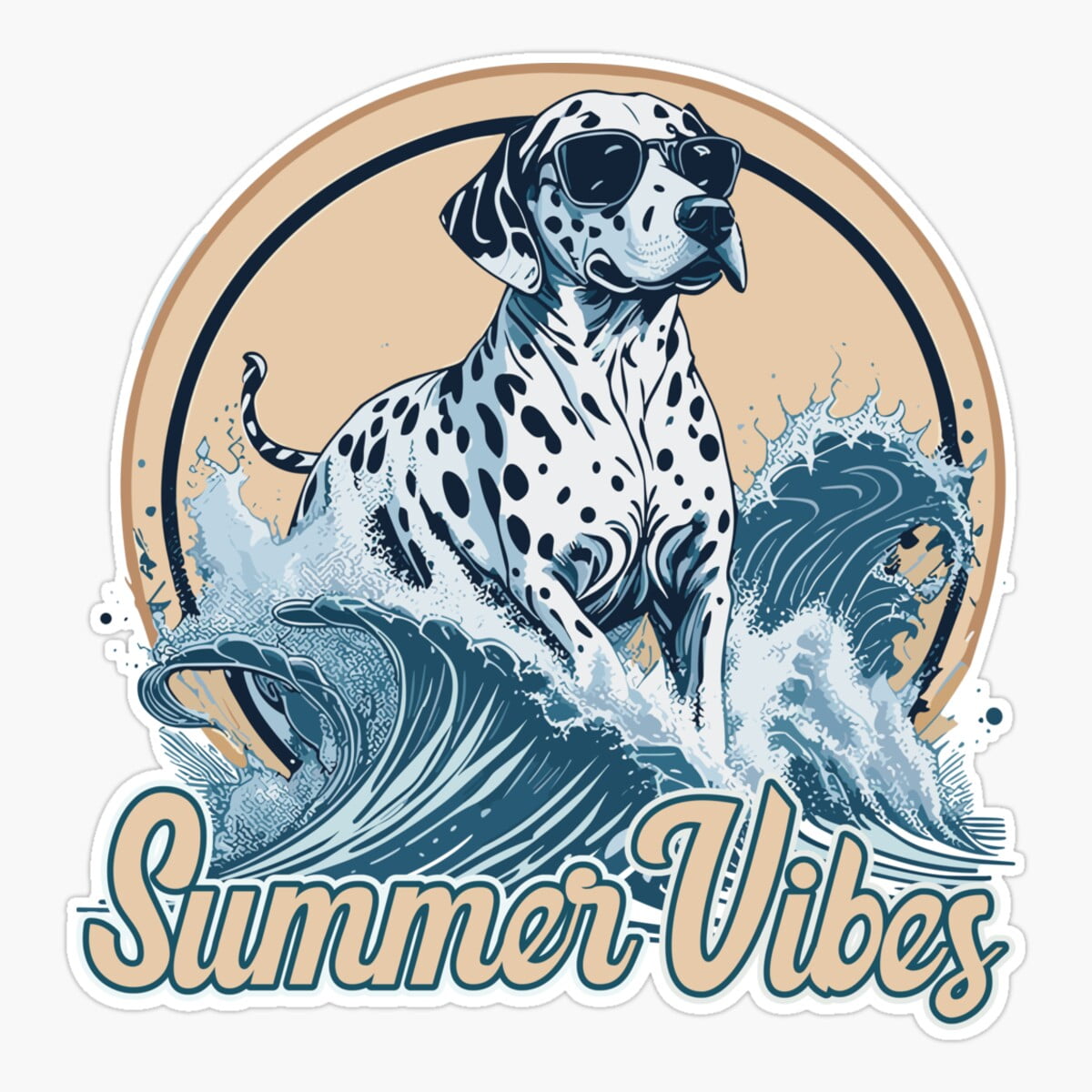 Stickly Summer Vibes - Dalmatian Dog Sticker, Phone Decal Water Bottle ...