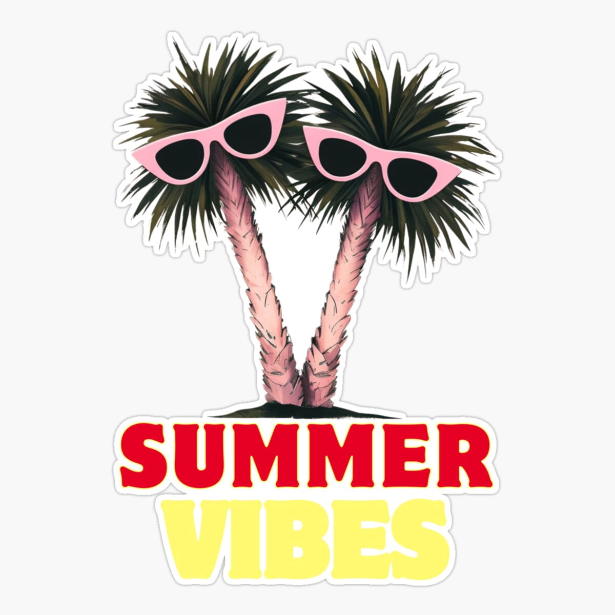 Stickly Summer Vibes Palm Trees Sunglasses - Funny Beach Vacation Art ...