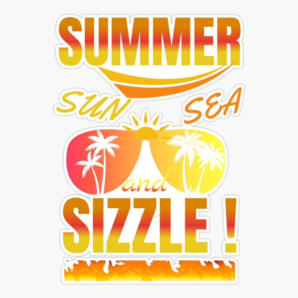 Stickly Summer Vibes: Sun Sea And Sizzle Sticker, Phone Decal Water ...